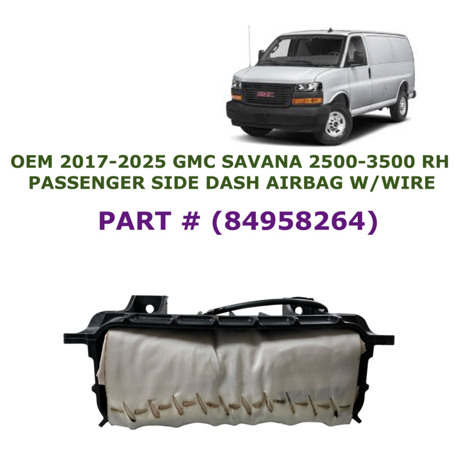 2017-2025 GMC Savana 2500-3500 passenger side dash airbag 84958264 | eBay