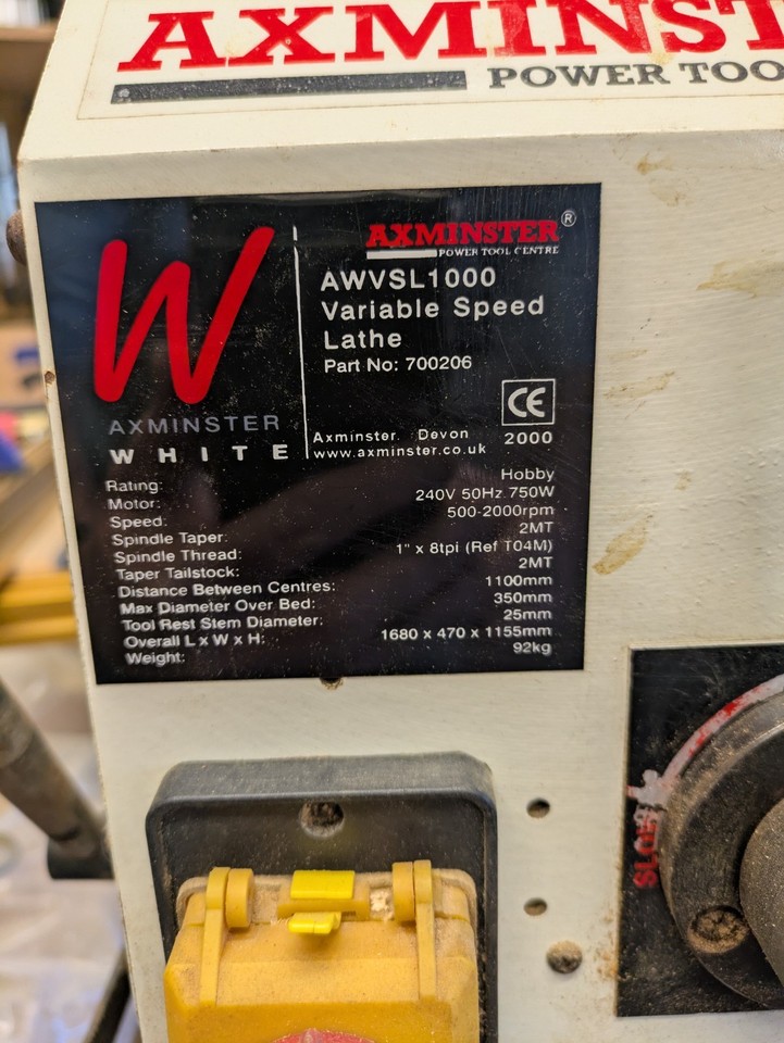 Axminster AWVSL1000 variable speed wood lathe used | eBay UK