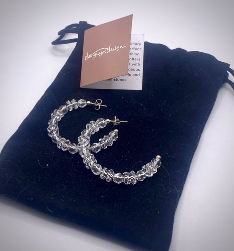 Deb Guyot Sterling Silver Herkimer Diamond Quartz 1.5” Hoop Earrings | eBay