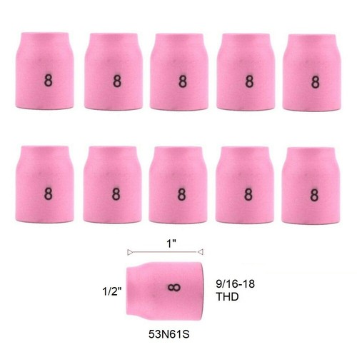 TIG Ceramic 53N61S #7 1/2" Gas Lens Cup Alumina Nozzle Fits TIG 9, 20 ...