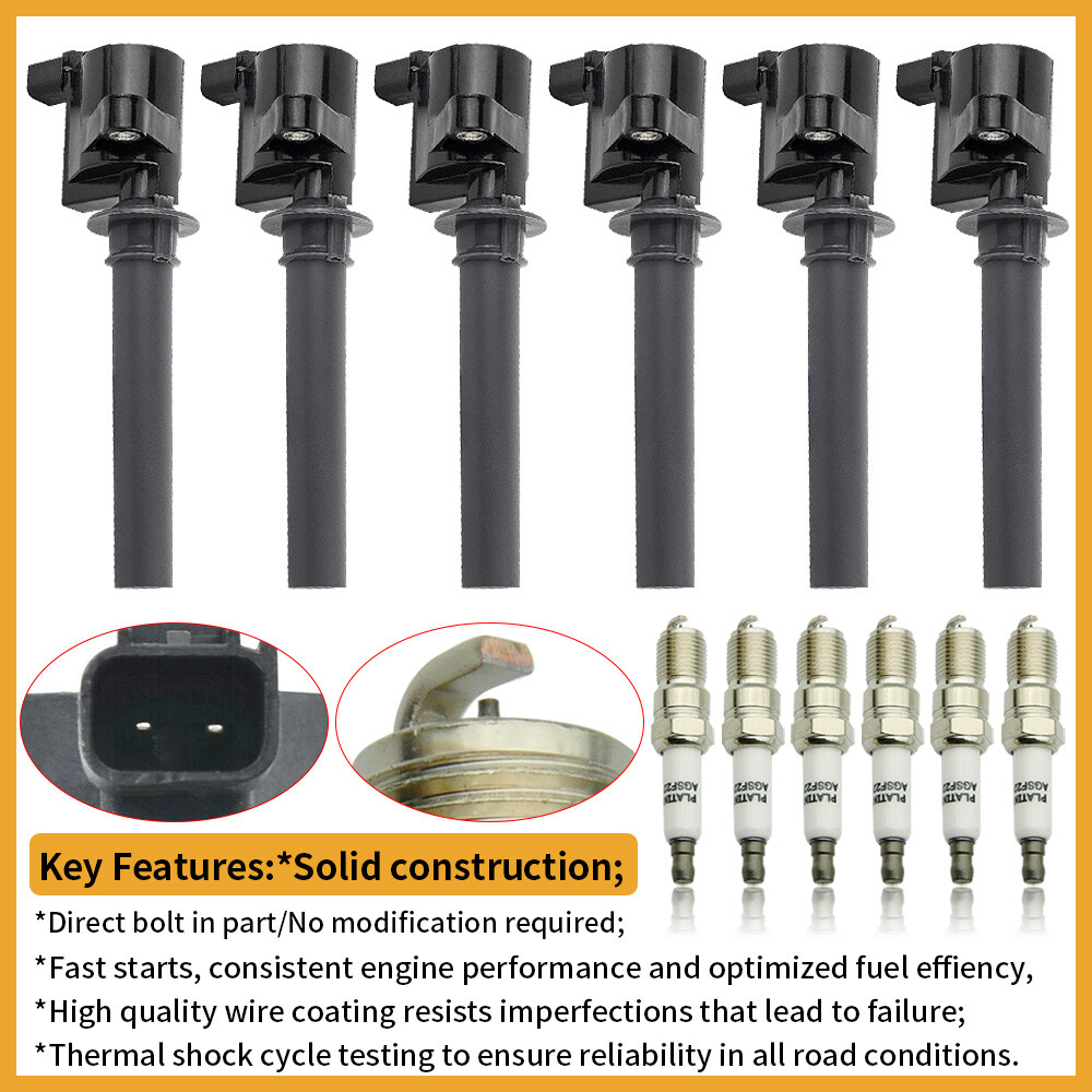 Pack 6 Ignition Coil Platinum Spark Plug for 2003-2008 Ford Escape 3.0L ...