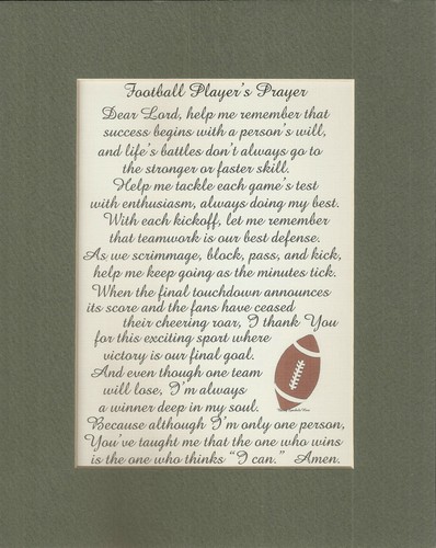 FOOTBALL Prayers GOAL Skill TEAM Sports TOUCHDOWN Goal KICK verses ...