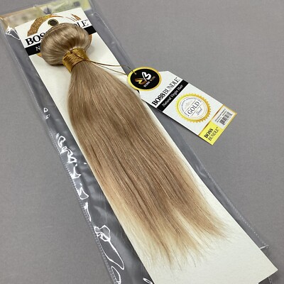 12” Ash Gold Boss Bundles Yaki Straight 100% Human Hair Track ...