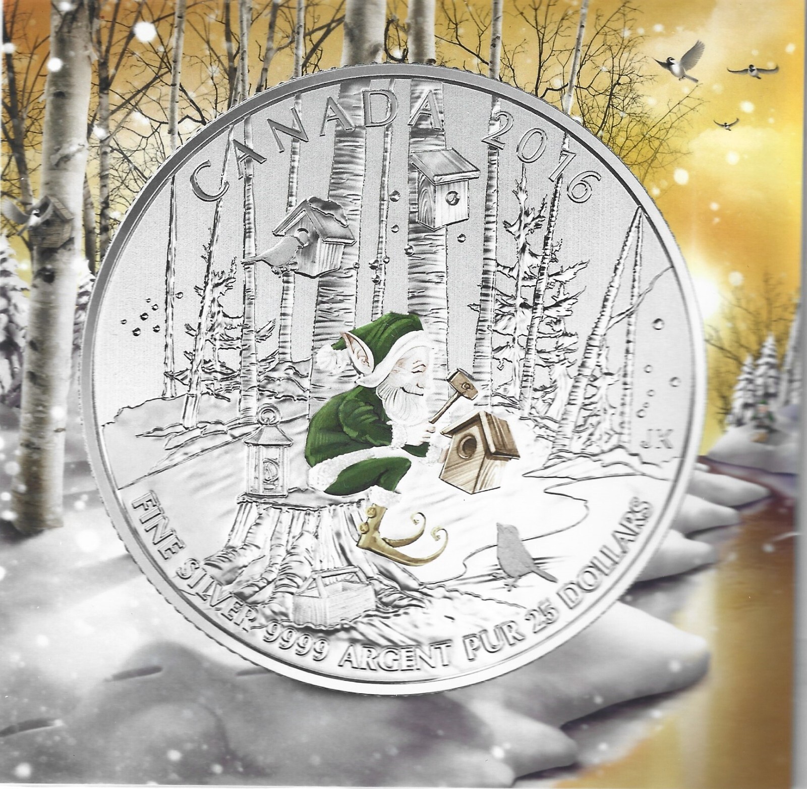 CANADA - 2016 - $25 WOODLAND ELF FINE SILVER COLOURIZED COIN IN SEALED ...