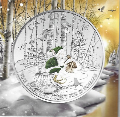 CANADA - 2016 - $25 WOODLAND ELF FINE SILVER COLOURIZED COIN IN SEALED ...