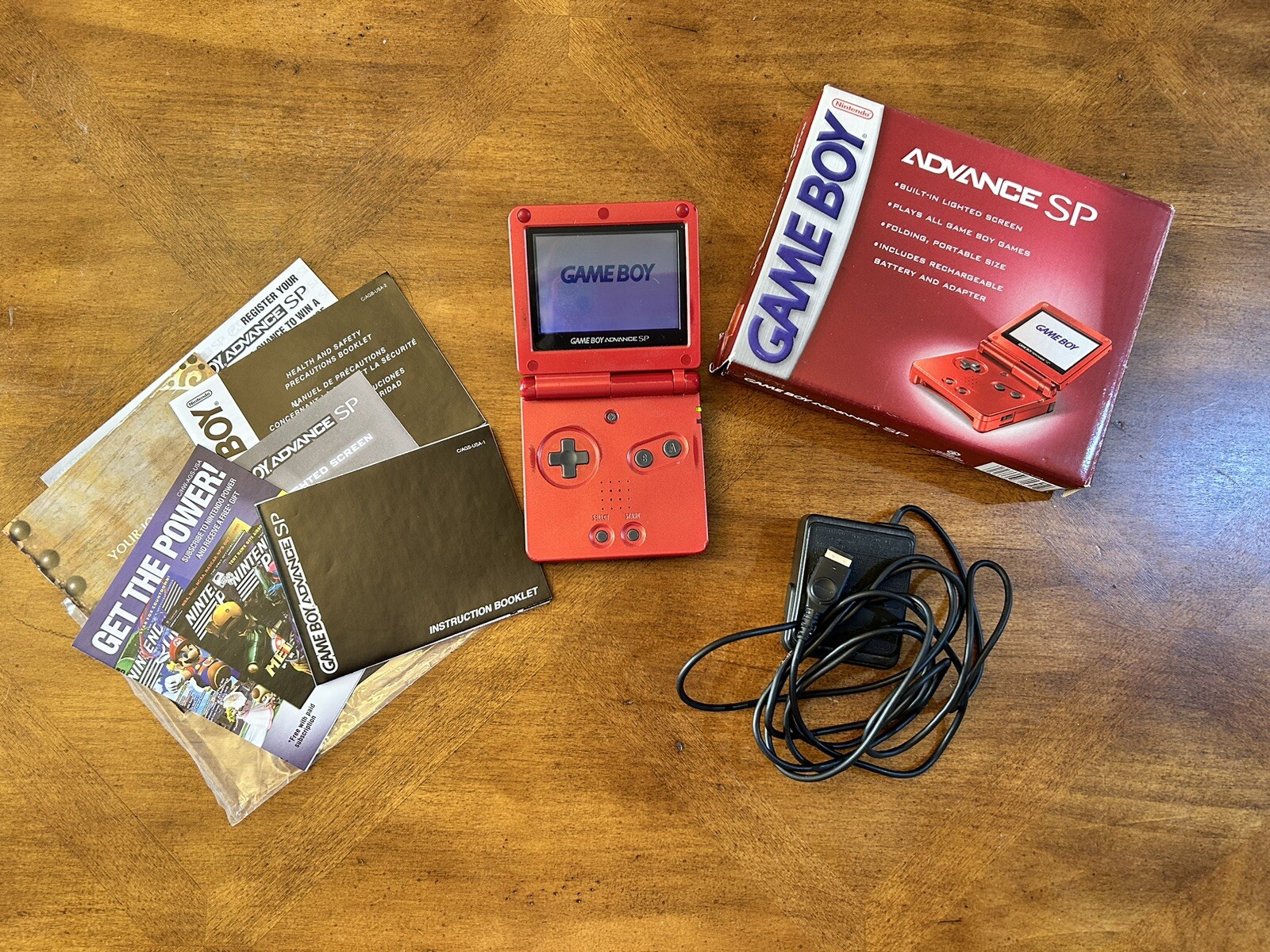 Nintendo Game Boy Advance SP Flame Red w/ Original Box, Charger ...