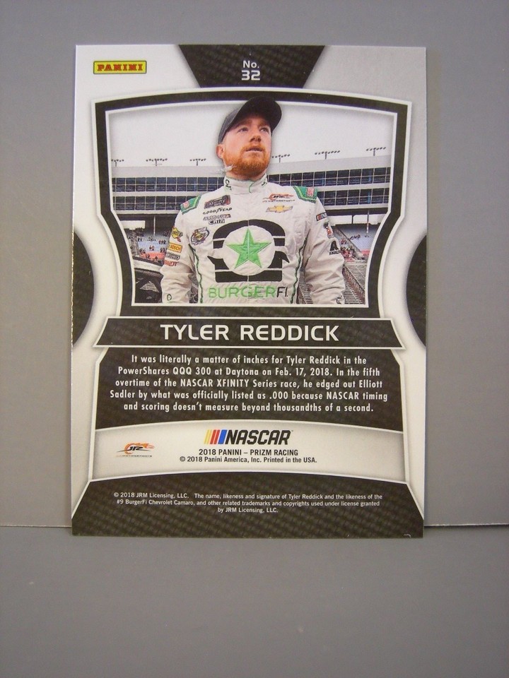 TYLER REDDICK 2018 PANINI PRIZM RACING "ROOKIE" CARD NO. 32 | eBay