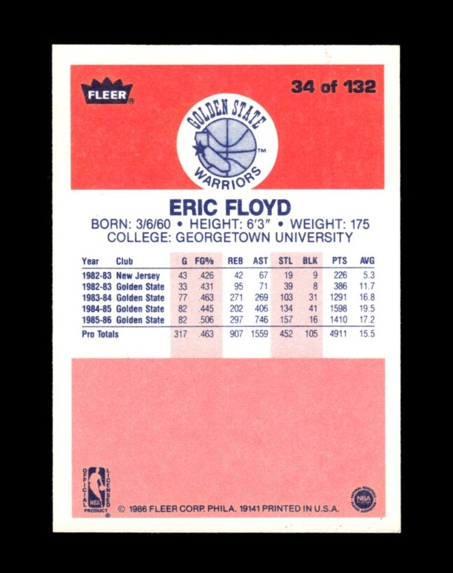 1986-87 Fleer Set-Break # 34 Sleepy Floyd NM-MT OR BETTER *GMCARDS* | eBay
