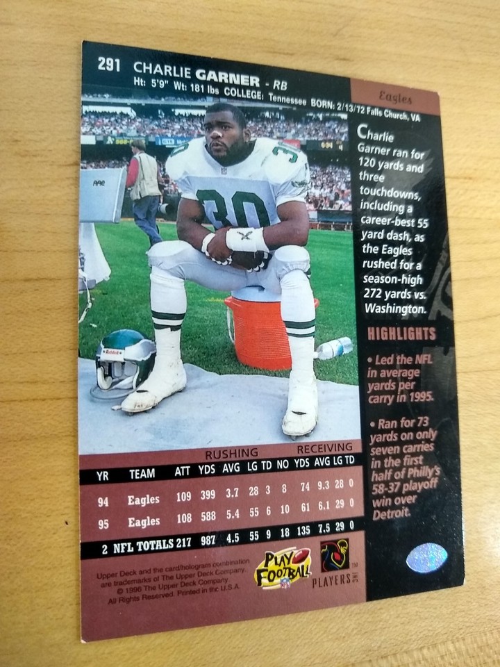 1996 Upper Deck Charlie Garner #291 🏈 | eBay
