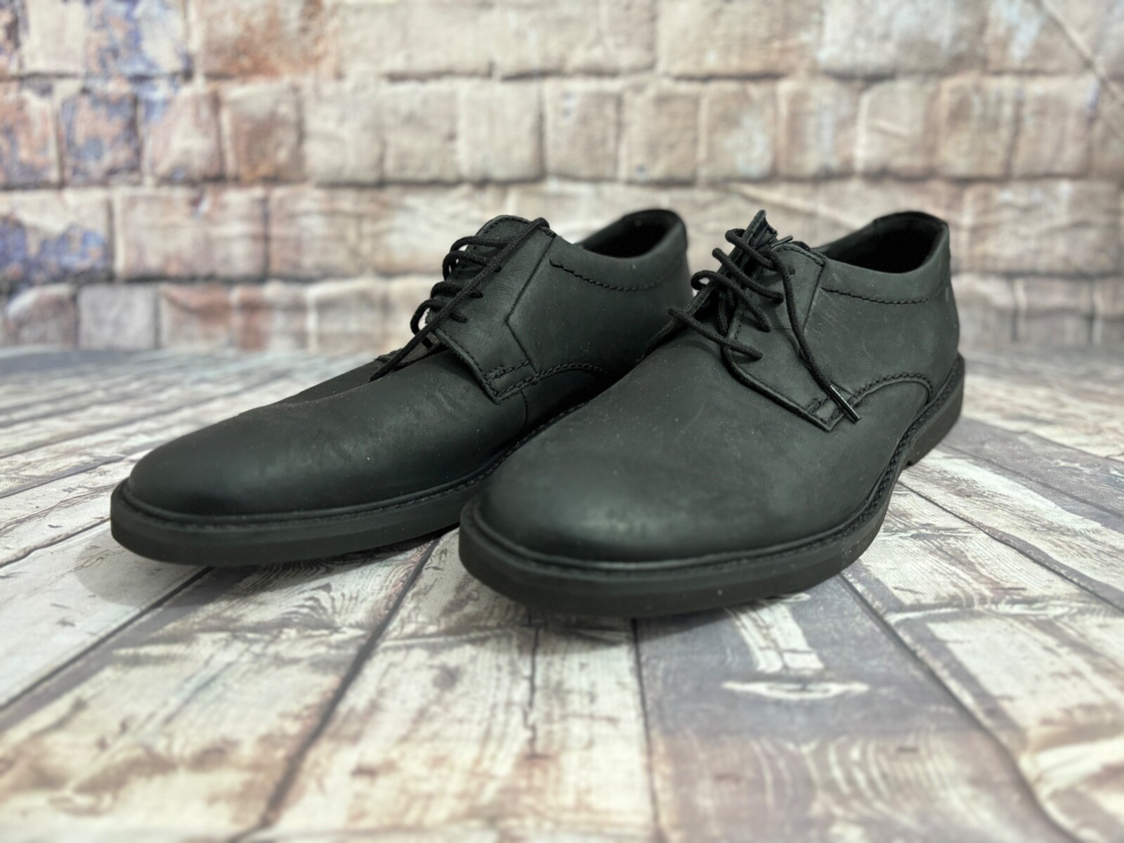 Clarks Casual Oxford Dress Shoes Mens Size 9 Matte Black Leather Lace ...