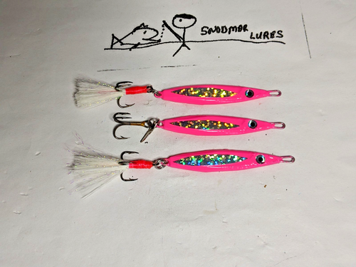 3 - 1/2 oz FLUTTER SPOONS LURES LEAD SLAB FISHING JIGGING CASTING Pink * | eBay
