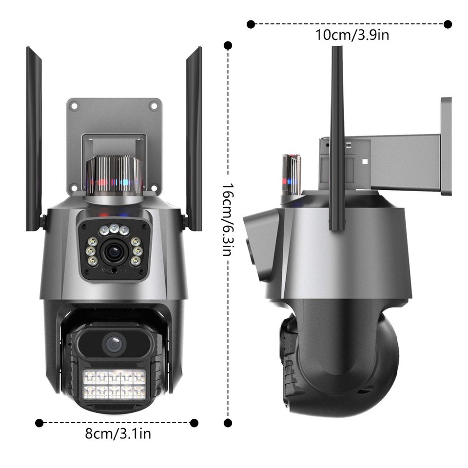 4MP Dual Lens 4K WiFi Security Camera Zoom Outdoor Home Night Vision ...