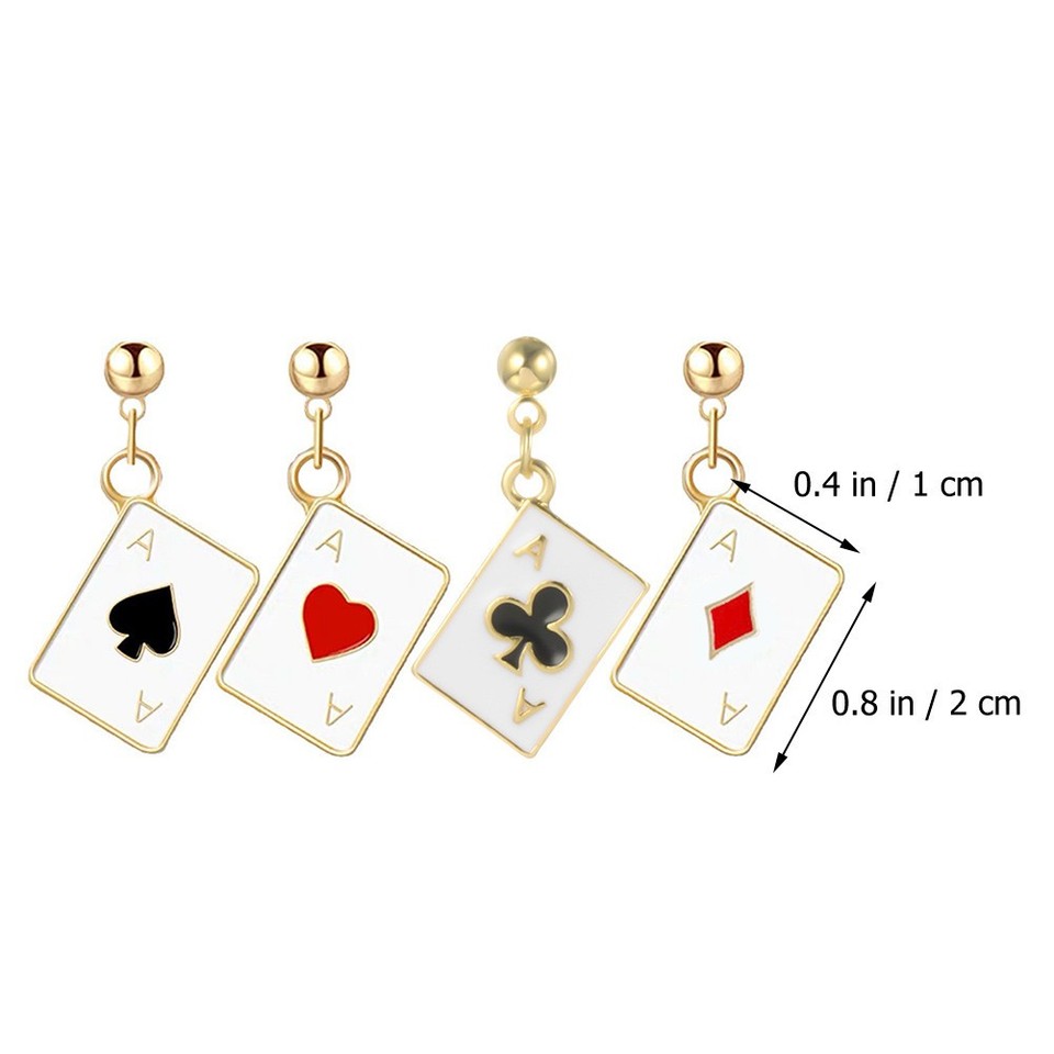 2 Pairs Girl Chic Ear Studs Poker Modeling Ear Studs Fashion Ear ...