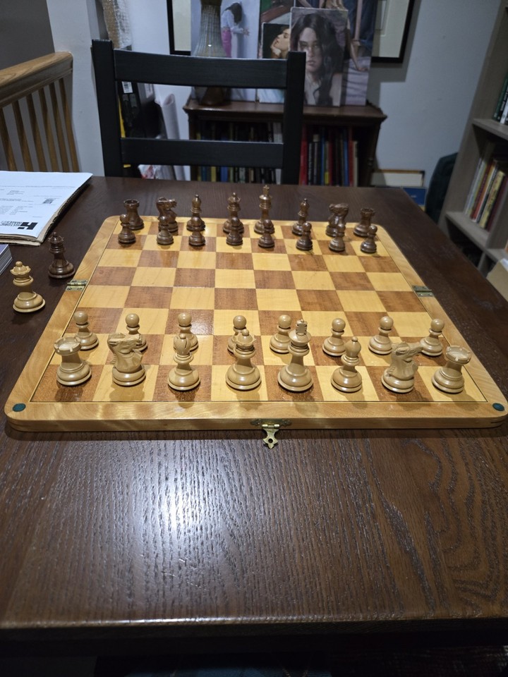 Library Chess Set For Anakysis New Boxwood & Sheesham 2.6" King | eBay