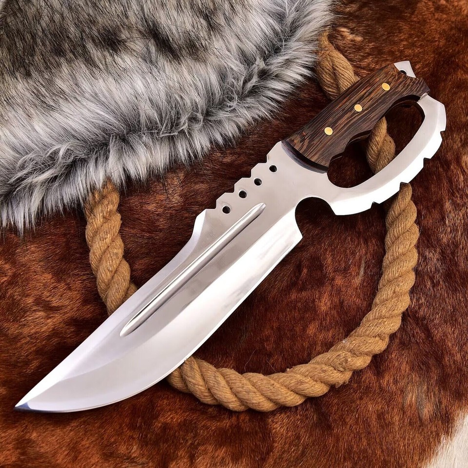 Custom Handmade D2 Tool Steel Heavy Duty Double Edge Blade Bowie Knife ...