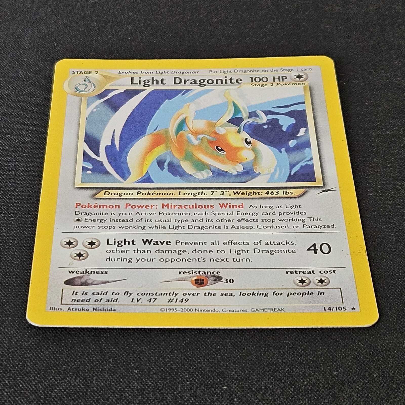 DAMAGED 14/105 Light Dragonite Neo Destiny Swirl Holo Rare Pokemon TCG ...