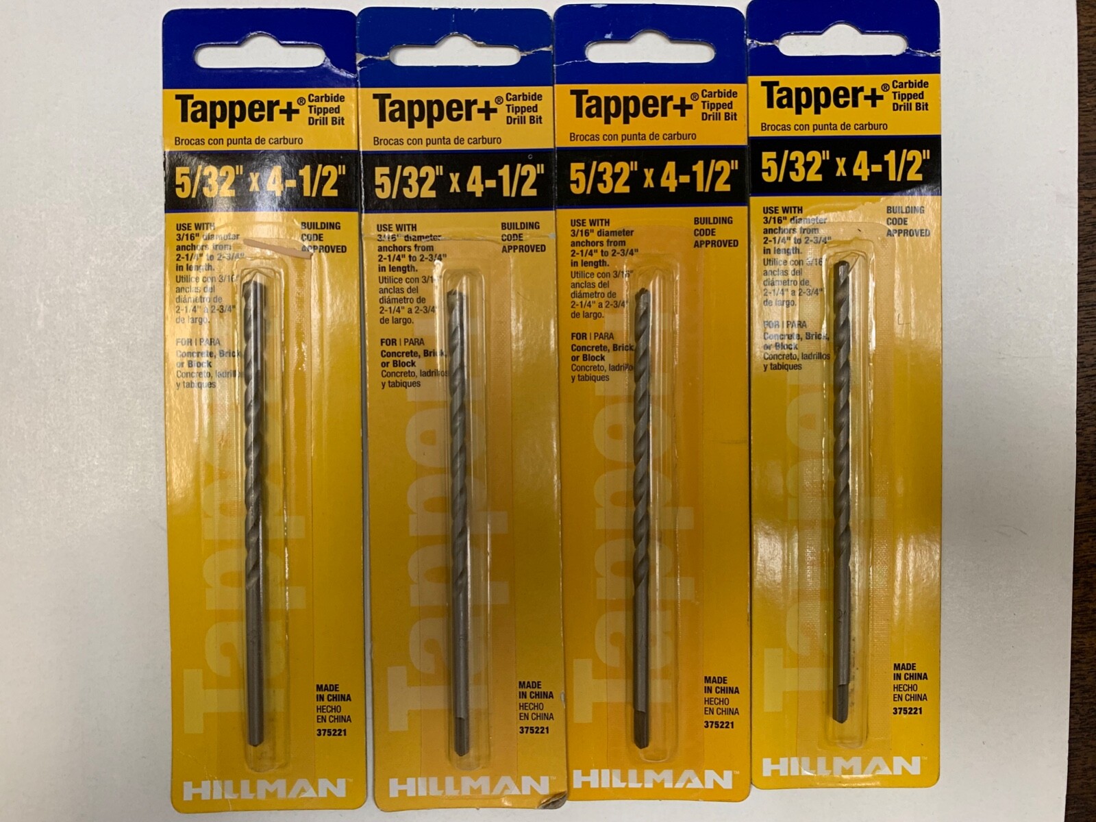 LOT OF 4 Hillman Tapper 5/32 in. Dia. x 4-1/2 in. L Carbide Tipped ...