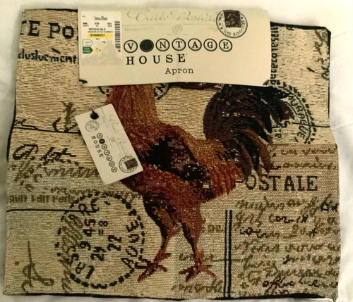 NWT Vintage House Apron Rooster Tapestry Cook Chef Kitchen Country Farm ...