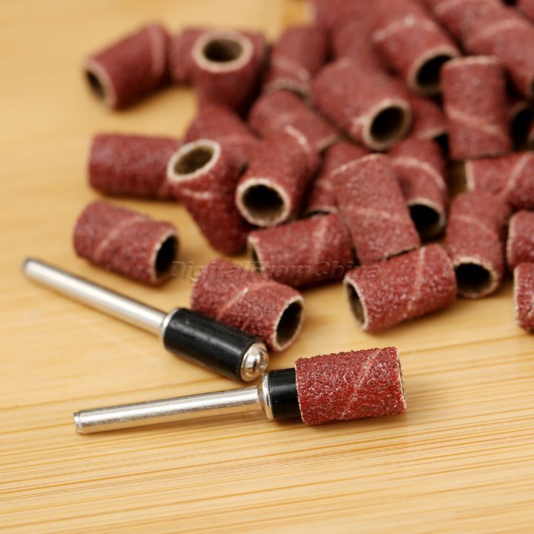 100pcs 80# Sanding Drum Sand Bands Shank Rotary Tool W/2 Mandrels for ...