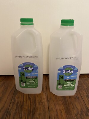 Two TruMoo Empty Half Gallon Limited Edition Minecraft Green Milk ...