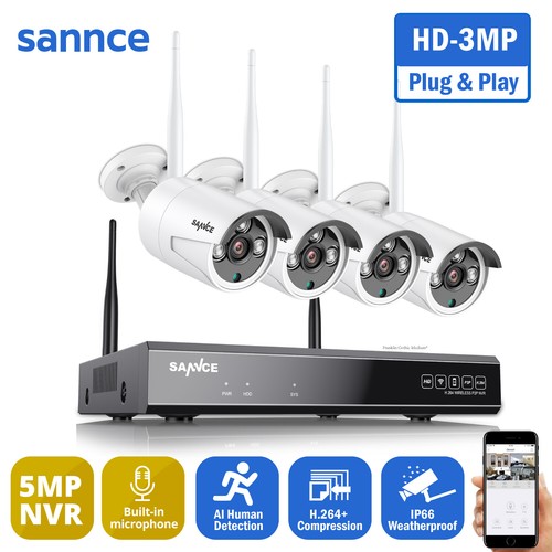 SANNCE 3MP Wireless CCTV Camera System 8CH 5MP NVR Home WiFi Audio Mic ...