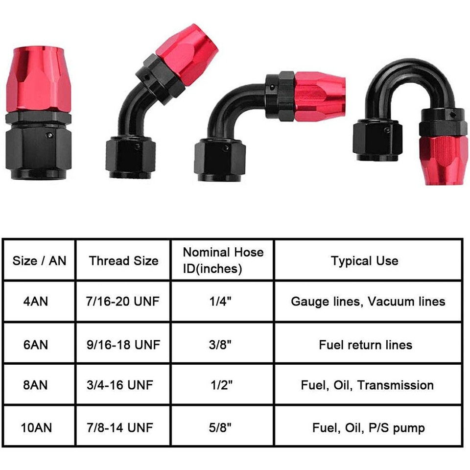 2Pcs AN6 45 Degree Swivel Hose End Fitting Adapter For CPE fuel Gas ...