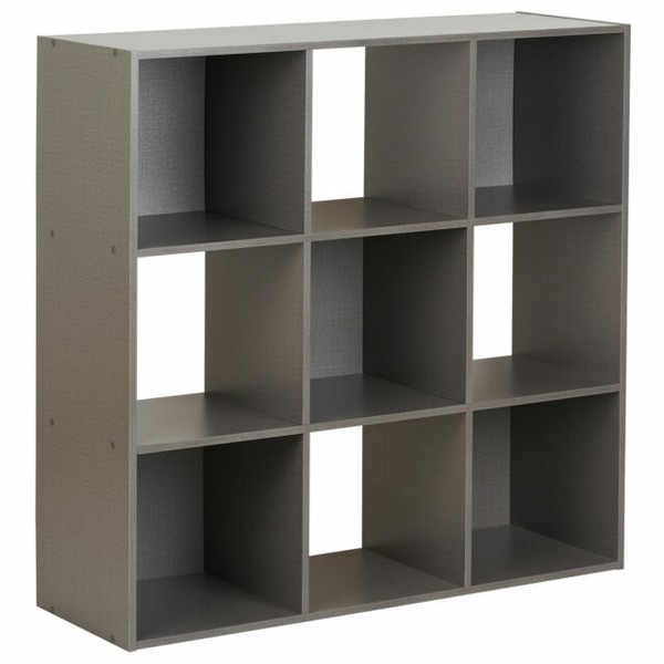 Hartleys Grey 9 Cube Modular Square Storage/shelving 3 Tier Shelf ...