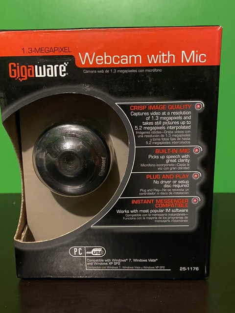 Gigaware 1.3MP Webcam with Microphone - Gray for sale online | eBay