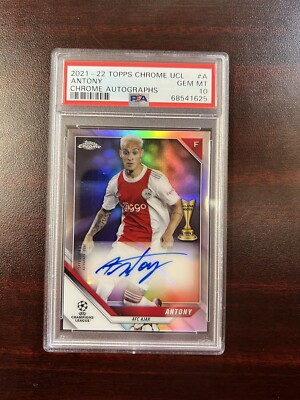 2021-22 Topps Chrome UCL Antony Auto Autograph PSA 10 Manchester United ...