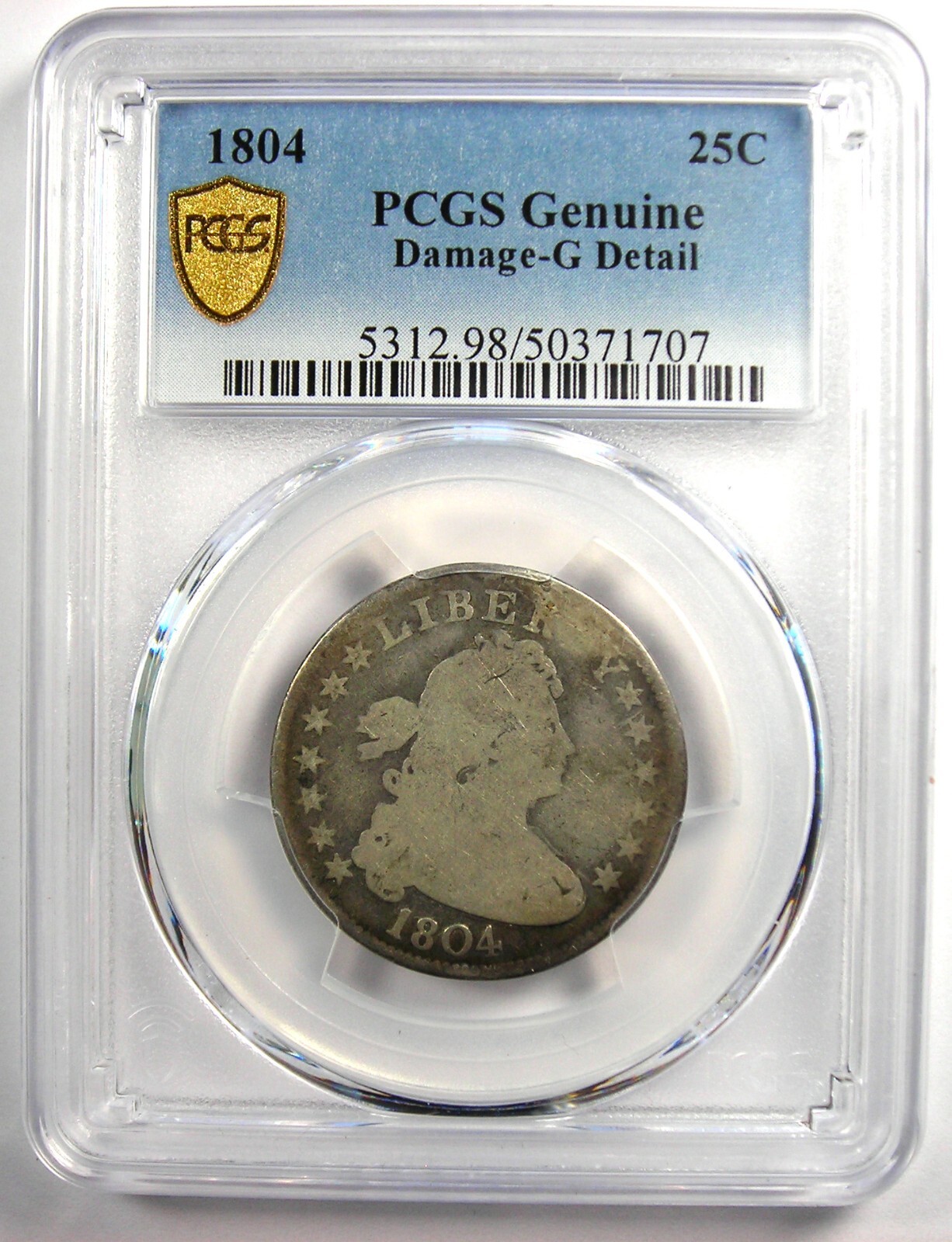 1804 Draped Bust Quarter 25C Coin - Certified PCGS Good Detail - Rare ...