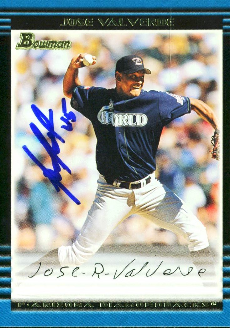 D-Backs Jose Valverde Authentic Signed Card 2002 Bowman RC #271 w/ COA ...