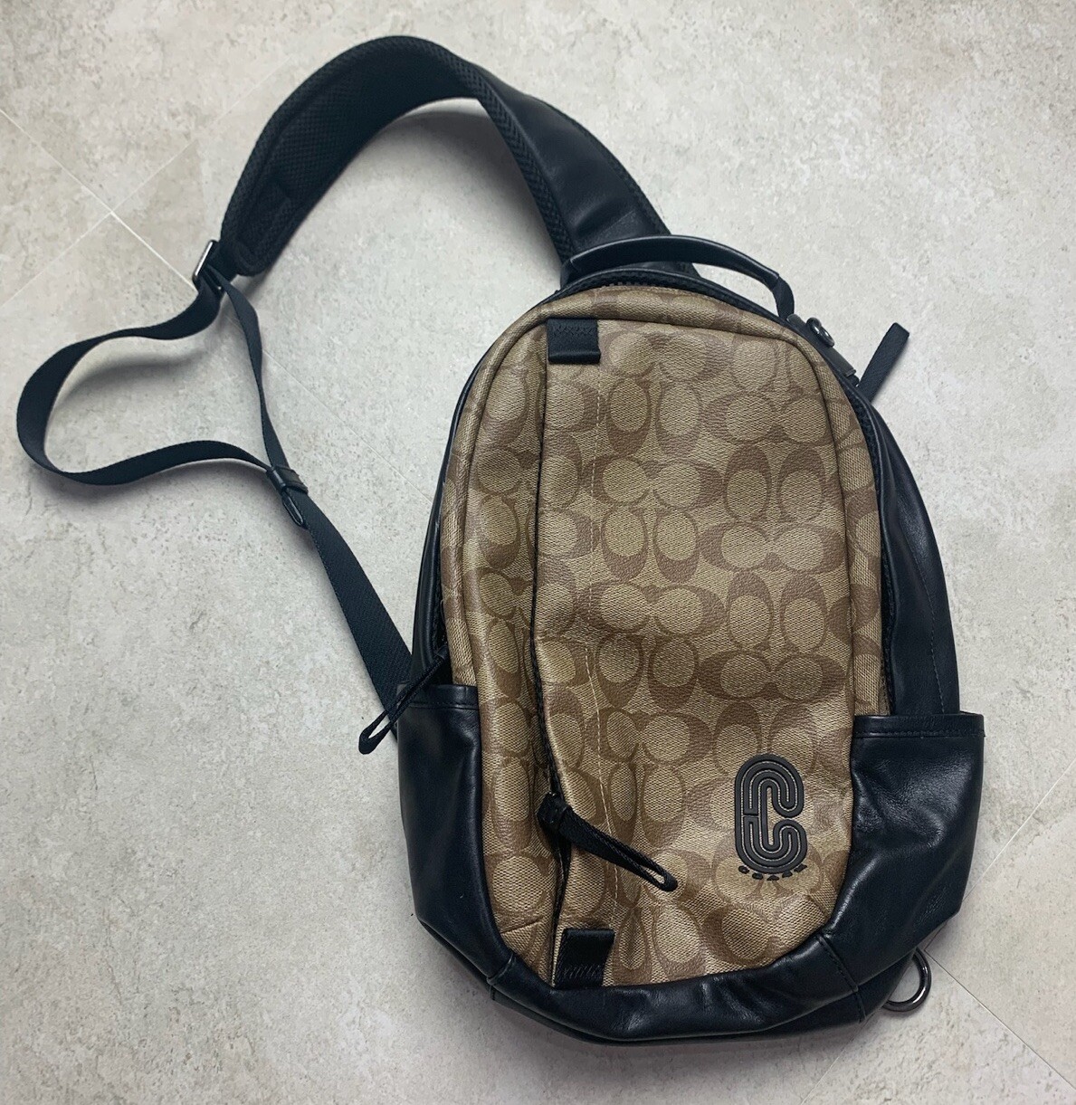 GENUINE COACH Edge Pack In Signature Canvas C Tan Lea… - Gem