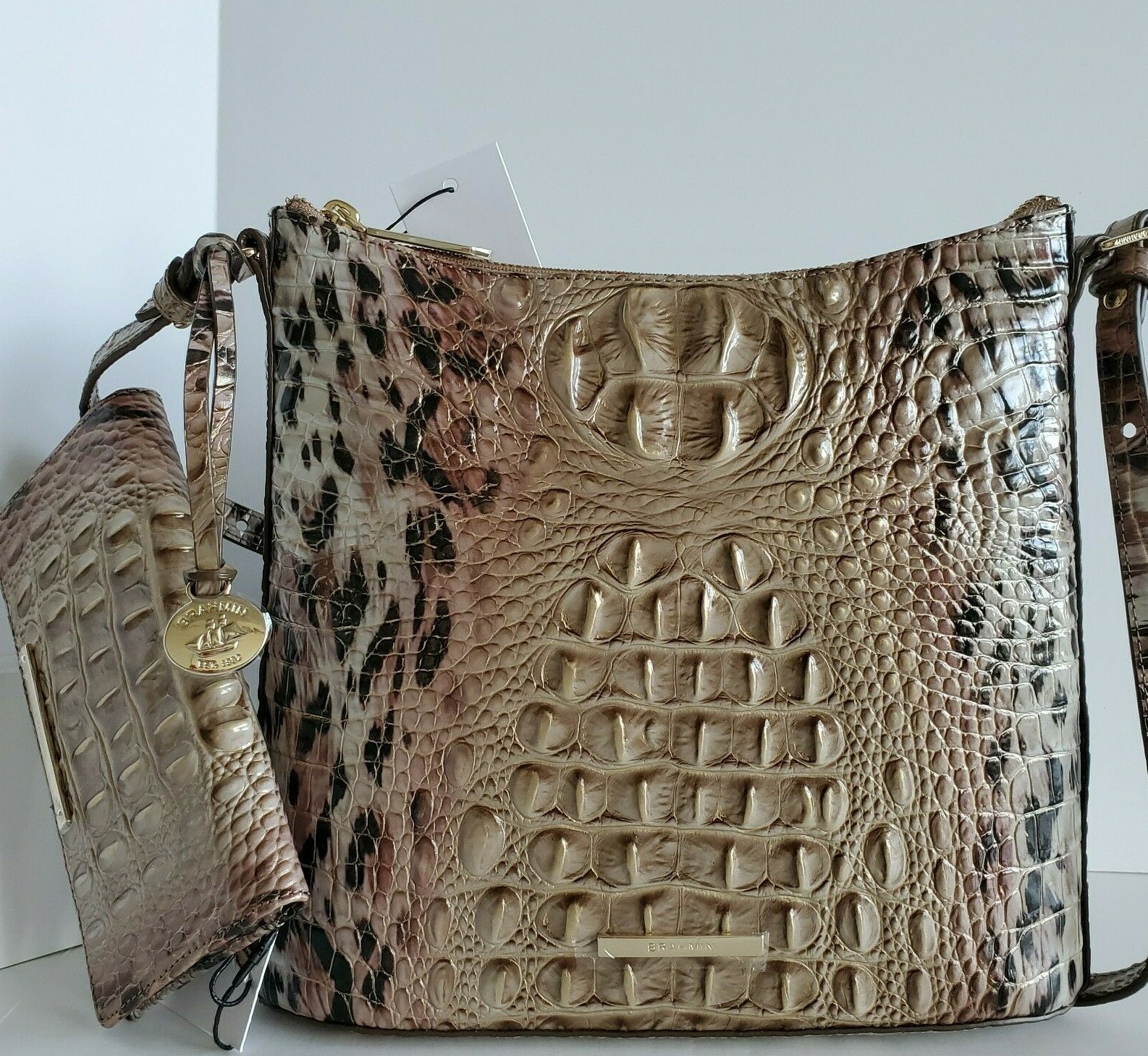 🌹Brahmin Katie Crossbody Prowl Ombre Leather Cheetah Messenger Bag ...
