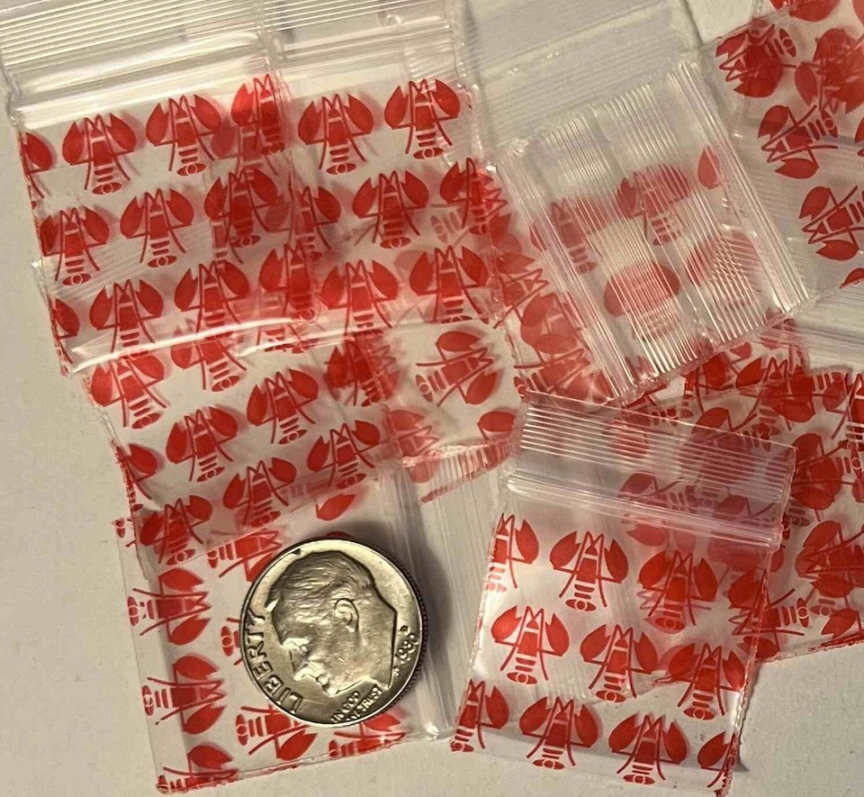 100 Apple Baggies Red Lobsters 1 x 1" Mini Zip Bags 1010 reclosable | eBay