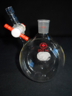 Ace Glass 14/20 Joint 250mL Schlenk Round Bottom Flask w/ Septum ...