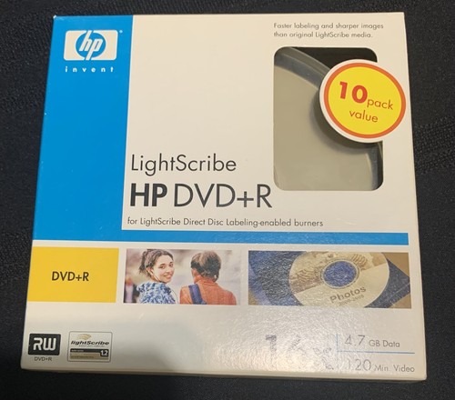 10 Pack HP LightScribe DVD+R 16x 4.7 GB Data 120 Minute Video Disks NEW ...