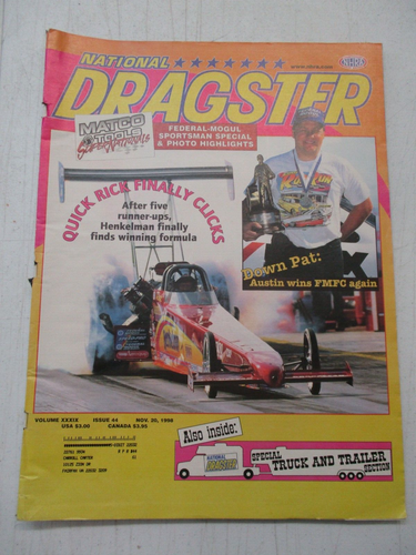 NATIONAL DRAGSTER MAGAZINE NOVEMBER 20, 1998 PAT AUSTIN FEDERAL-MOGUL ...