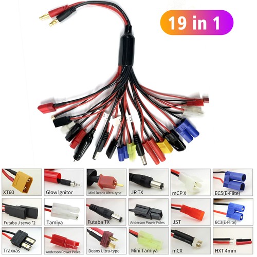 RC Lipo Battery Charger Adapter Splitter Cable XT60 EC3 EC5 JST ...