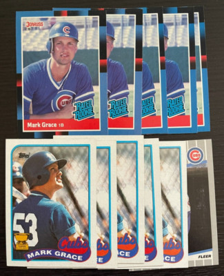 Mark Grace Rookie card lot, 1988 Donruss, 1989 Topps & Fleer. Chicago ...