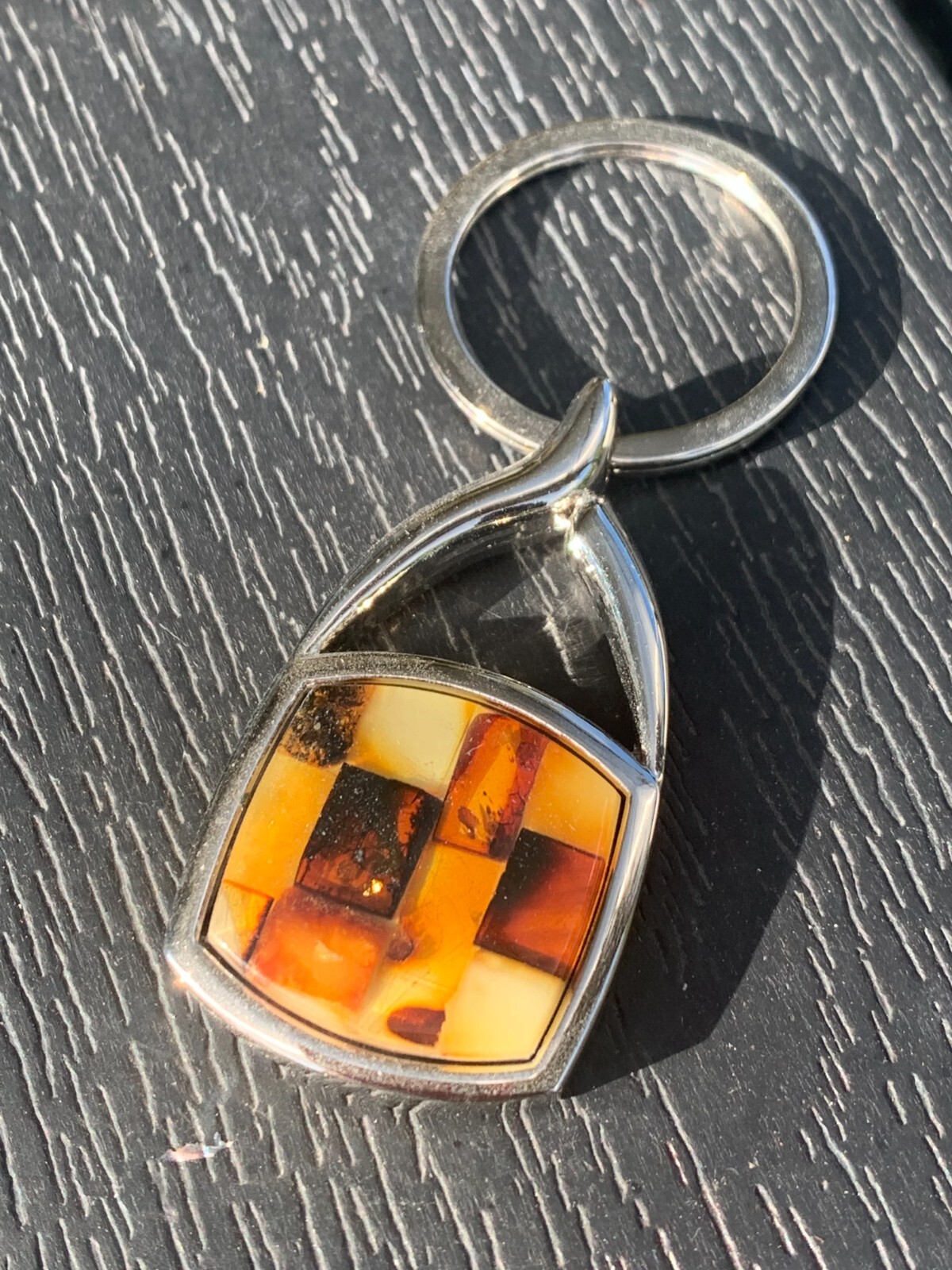 Multi color amber keychain. Mosaic amber keychain. Genuine amber ...