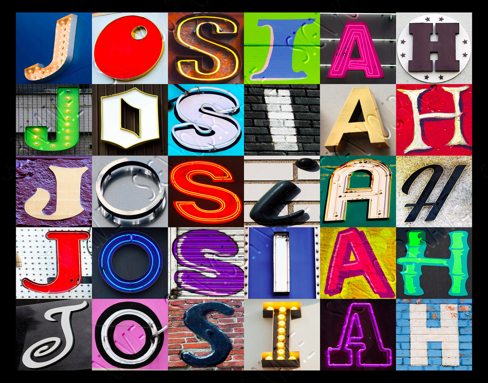 JOSIAH Name Poster featuring photos of actual sign letters | eBay