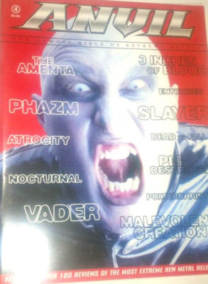 ANVIL MAGAZINE ISSUE 4 AMENTA 3 INCHES OF BLOOD ENTOMBED PHAZM SLAYER ...