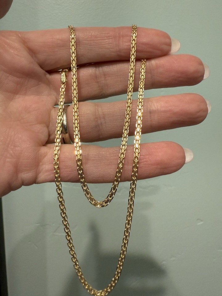 New 10k Solid Gold 18”, 2.3mm Bismark Link Chain | eBay