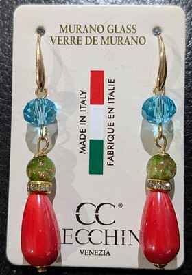 CC Zecchin Venecia Murano Glass Gold Plated Earrings Authentic From ...