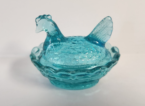 Boyd Glass Hen On Nest Salt Cellar Blue Mini Hen With Boyd B Diamond ...