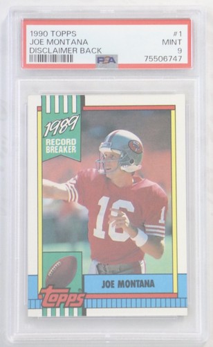 1990 Topps Joe Montana Disclaimer Back #1 PSA 9 Mint HOF San Francisco ...
