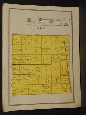 Minnesota Polk County Map Fanny Township 1915 W4#41 | eBay