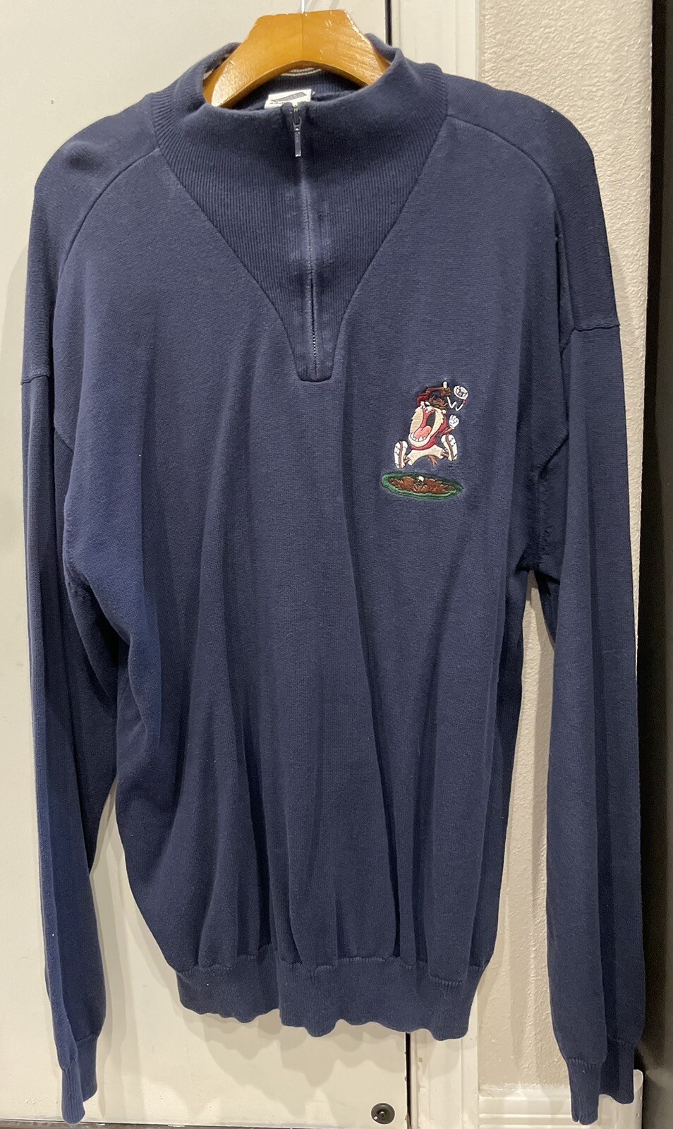 VTG 1998 Warner Bros Studio Store Taz Golf 1/4 Zip Pu… - Gem