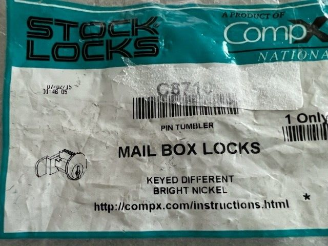 CompX Drawer Lock C8710 MAIL BOX LOCK Nickel Keyed Different NOS | eBay