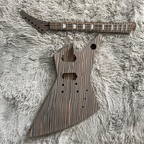 Custom DIY Explorer Electric Guitar Zerbawood Body HH Pickups Black ...